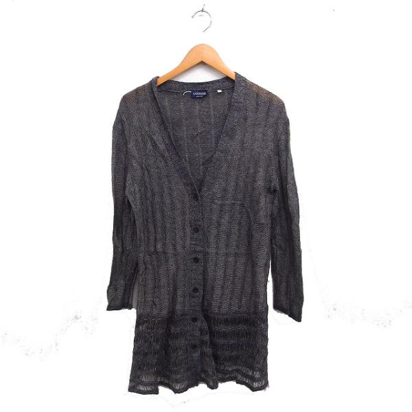 カサンドレ CASSANDRE ロング カーディガン Vネック モヘヤウール混 42 グレー 灰 /FT35 レディース【表記サイズ】42【実寸サイズ】肩幅：約40cm　身幅：約52cm　袖丈：約54cm　着丈：約76cm　　【素材】モヘヤ...