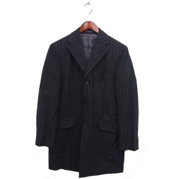 ジュンメン JUN MEN SONDRIO ストライプ テーラード ジャケット ウール スリット 背抜き コットン混 S チャコールグレー /NT15 メンズ【ブランド】ジュンメン JUN MEN【表記サイズ】S【実寸サイズ】肩幅：約42c...