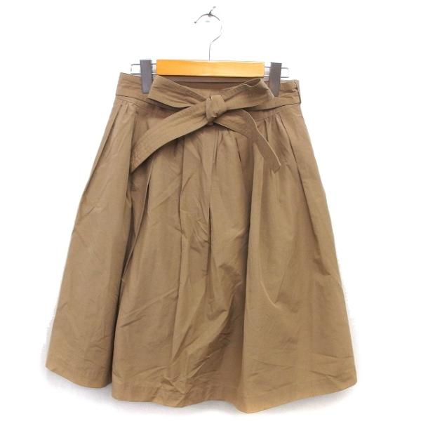 レステラ LESTERA フレア スカート ロング リボン タック コットン混 無地 40 ベージュ /NT4 レディース【表記サイズ】40【実寸サイズ】ウエスト：約70cm　ヒップ：約98cm　スカート丈：約60cm　　【素材】表地：綿5...