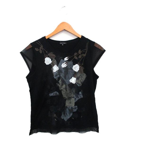 インテレクション INTELLECTION カットソー Tシャツ 半袖 花柄 コットン 42 ブラック 黒 /KT40 レディース【ブランド】インテレクション INTELLECTION【表記サイズ】42【実寸サイズ】肩幅：約31cm　身幅：...