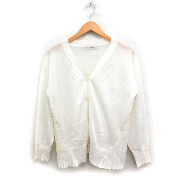 リリーリン LILLY LYNQUE Vネック カーディガン サイドプリーツ 無地 ニット 38 オフホワイト 白 /FT16 レディース【表記サイズ】38【実寸サイズ】肩幅：約54cm　身幅：約58cm　袖丈：約50cm　着丈：約55cm...