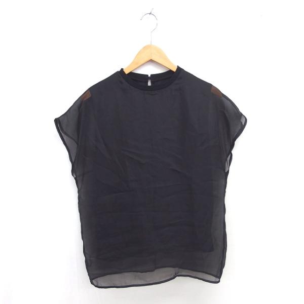 ラグアウト RagOut カットソー ブラウス レイヤード シアー 半袖 L 黒 ブラック /TT3 レディース【表記サイズ】L【実寸サイズ】身幅：約43cm　着丈：約68cm　ゆき丈：約33cm　身幅内側インナー部分採寸　【素材】本体ポリ...