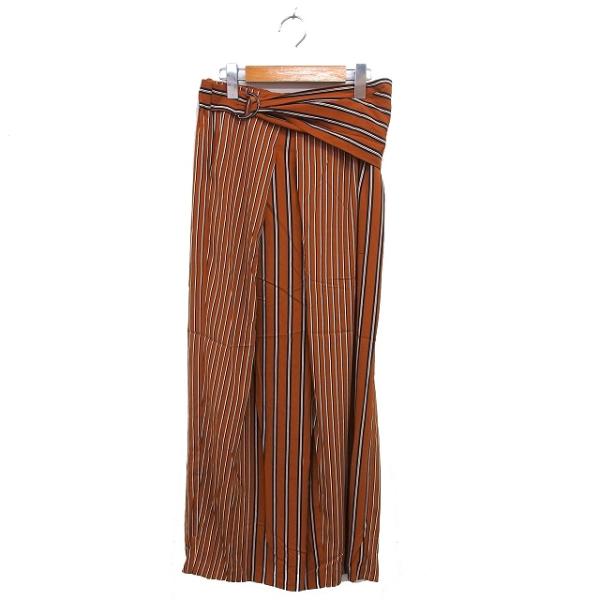 フーチークーチー Hoochie Coochie スカンツ ストライプ ワイド ベルト ゆったり イージーパンツ 38 茶 ブラウン /NT2 レディース【ブランド】フーチークーチー Hoochie Coochie【表記サイズ】38【実寸サ...