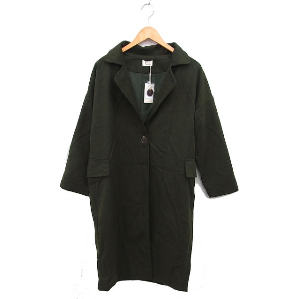 未使用品 Naturalistic タグ付き チェスター コート アウター ロング スリット ドロップショルダー M〜L カーキ /NT2 レディース【表記サイズ】M〜Lバスト：79〜94cm身長：154〜162cm 【実寸サイズ】肩幅：約...