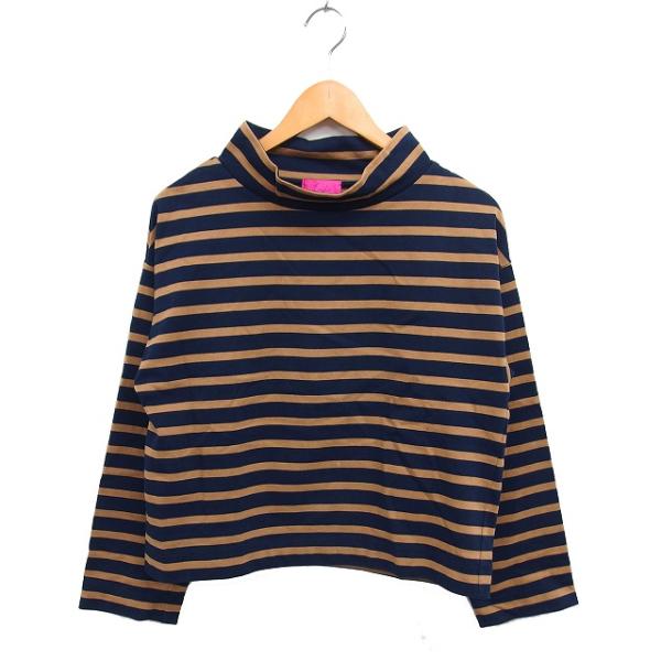 スピック&amp;スパン Spick&amp;Span L'eclair ボーダー ハイネック カットソー Tシャツ ワイド コットン 綿 長袖 紺 ネイビー /NT20 レディース【ブランド】スピック&amp;スパン Spick&amp;...