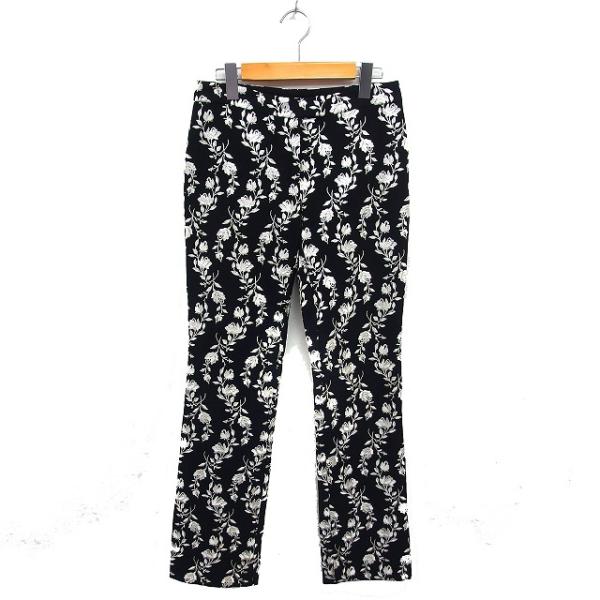 ヒコルヒラー hicole hiller 刺繍 パンツ ストレート 花柄 ジップフライ 0 黒 ブラック /NT28 レディース【ブランド】ヒコルヒラー hicole hiller【表記サイズ】0【実寸サイズ】ウエスト：約72cm　もも幅：...