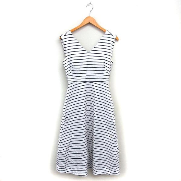 ケイトスペード KATE SPADE BROOME STREET 国内正規品 ボーダー フレア ワンピース ロング コットン 綿 リボン ノースリーブ 2 白【ブランド】ケイトスペード KATE SPADE【表記サイズ】2【実寸サイズ】身幅...