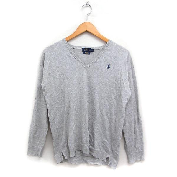 ポロ ラルフローレン POLO RALPH LAUREN 国内正規品 Vネック ニット セーター 長袖 ロゴマーク刺繍 コットン 綿 M グレー /FT13 レディース【ブランド】ポロ ラルフローレン POLO RALPH LAUREN【表...
