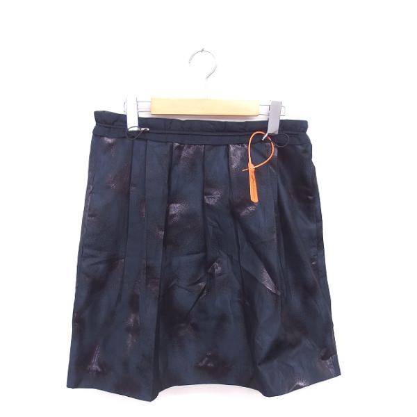 ドロシーシューマッハ DOROTHEE SCHUMACHER プリーツ スカート ひざ丈 ラメ 薄手 3 グリーン ブラック 緑 黒 /TT レディース【表記サイズ】3【実寸サイズ】ウエスト：約68cm　ヒップ：約100cm　スカート丈：約...