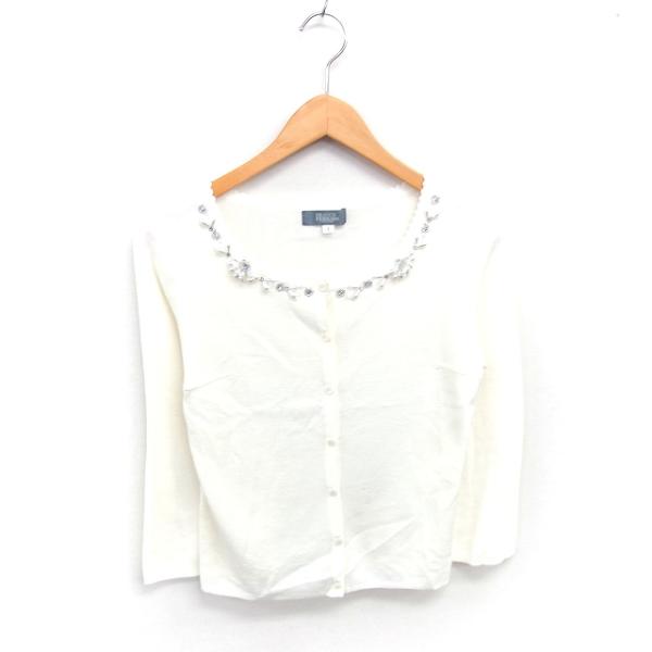 フランコフェラーロ FRANCO FERRARO カーディガン ニット ビジュー 薄手 七分袖 3 アイボリー /TT レディース【ブランド】フランコフェラーロ FRANCO FERRARO【表記サイズ】3【実寸サイズ】肩幅：約36cm　身...