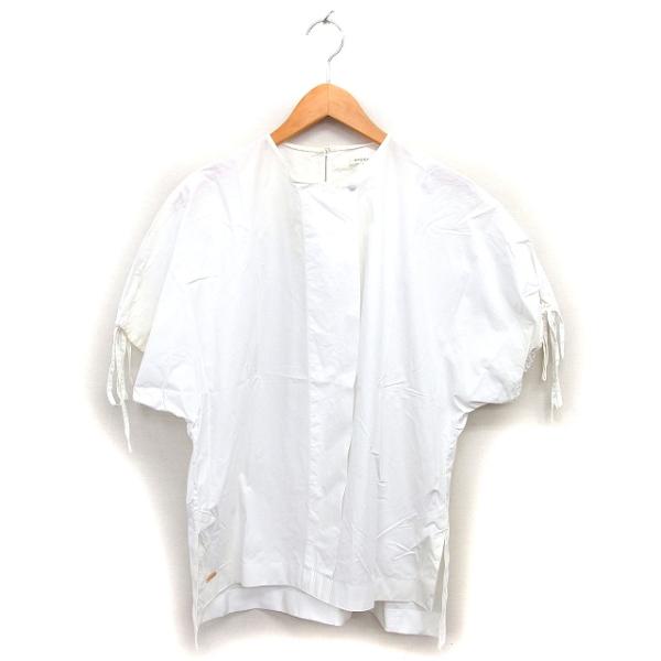 クーン・ホーイ KHOON HOOI リボン ブラウス コットン 綿 スリット 透け感 バックロング 五分袖 2 白 ホワイト /NT3 レディース【表記サイズ】2【実寸サイズ】身幅：約56cm　着丈：約69cm　ゆき丈：約41cm　前着丈...