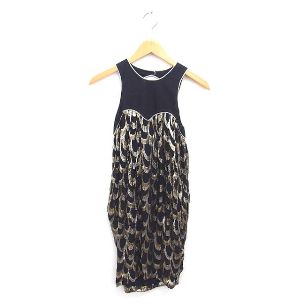 サス&amp;バイド sass＆bide ワンピース ロング ラメ糸 総柄 背中開き プルオーバー ノースリーブ 2 黒 金 ブラック ゴールド /TT レディース【ブランド】サス&amp;バイド sass＆bide【表記サイズ】US2EU...