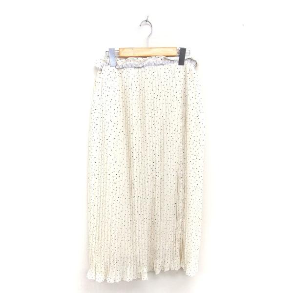 ウフ ドゥー oeuf doux プリーツスカート ロング ドット 薄手 ウエストゴム 2 アイボリー ブラック 黒 /TT レディース【表記サイズ】2【実寸サイズ】ウエスト：約56〜76cm　ヒップ：約86cm　スカート丈：約84cm　　...