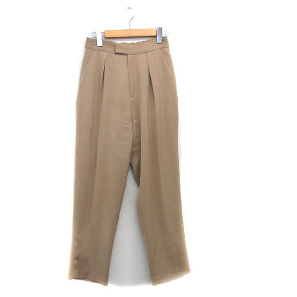 ?nuans アニュアンス テーパードパンツ センタープレス シンプル M キャメル /KT6 レディース【ブランド】?nuans アニュアンス【表記サイズ】M【実寸サイズ】ウエスト：約62cm　もも幅：約29cm　裾幅：約18cm　股上：...