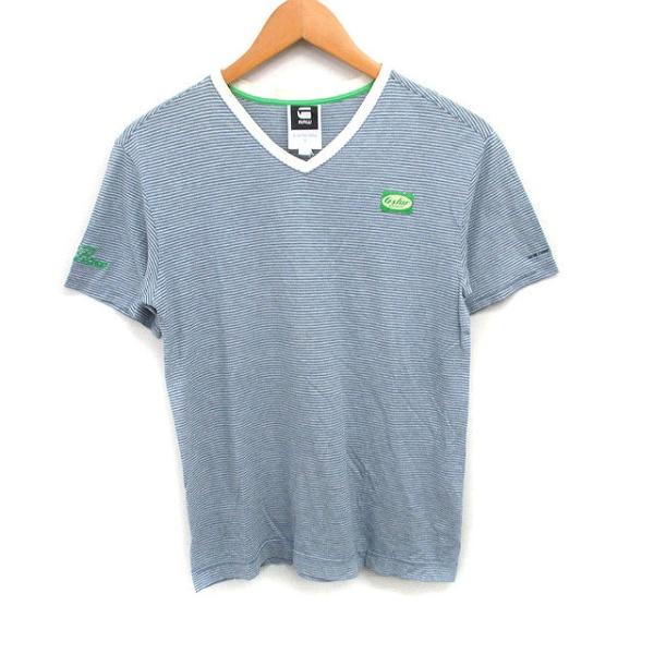 ジースターロウ G-Star RAW ボーダー Tシャツ カットソー 半袖 コットン 綿 S ブルーグレー /FT19 レディース【ブランド】ジースターロウ G-Star RAW【表記サイズ】S【実寸サイズ】肩幅：42cm　身幅：44cm　...
