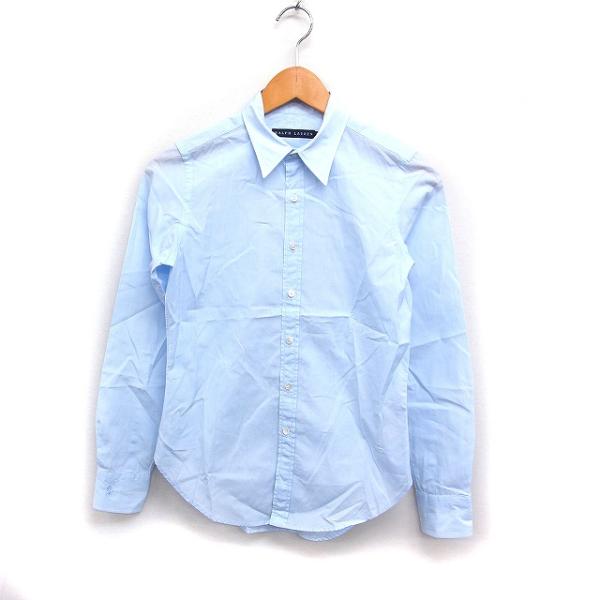 ラルフローレン RALPH LAUREN 国内正規品 シャツ ブラウス 長袖 無地 コットン 綿 7 ライトブルー /FT19 レディース【ブランド】ラルフローレン RALPH LAUREN【表記サイズ】7【実寸サイズ】肩幅：約34cm　身...