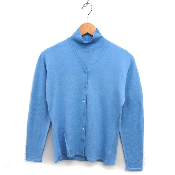 モンタギュ MONTAGUT アンサンブルニット ツインニット カーディガン ハイネック セーター リブ ウール シルク混 長袖 半袖 ライトブルー【表記サイズ】表記なし実寸サイズをご確認ください【実寸サイズ】肩幅：約37cm　身幅：約48...