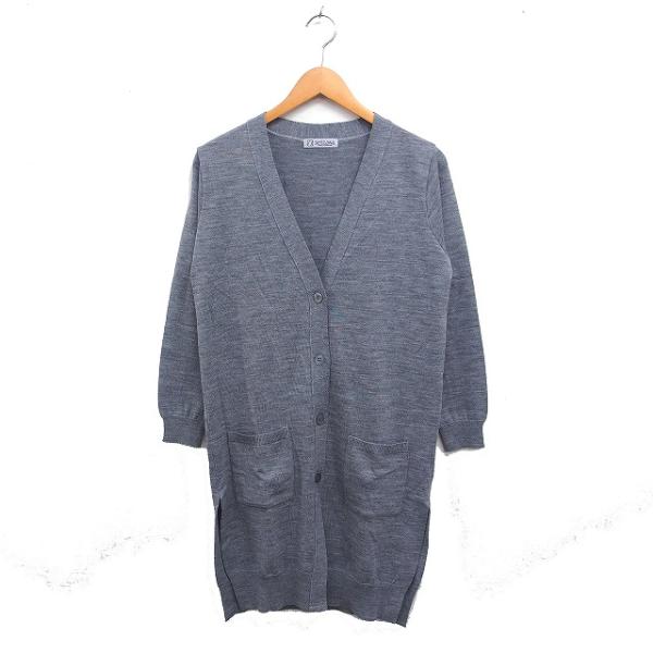 セリザワ serizawa ウール ロング カーディガン 無地 グレー 灰 /FT29 レディース【表記サイズ】実寸サイズをご確認ください。【実寸サイズ】肩幅：約36cm　身幅：約48cm　袖丈：約55cm　着丈：約90cm　　【素材】毛1...