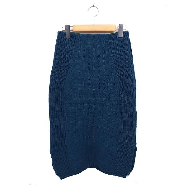 未使用品 ダルデベール DUL DE VERRE タグ付き ニット タイトスカート ミディ丈 スリット 無地 ウール F グリーンブルー /FT5 レディース【ブランド】ダルデベール DUL DE VERRE【表記サイズ】F【実寸サイズ】ウ...