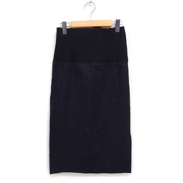 ラヴァンチュールマルティニーク L'AVENTURE martinique ウエストリブ タイトスカート ミモレ丈 バックレースアップ 2 黒 /FT7 レディース【表記サイズ】2【実寸サイズ】ウエスト：約64-82cm　ヒップ：約86cm...