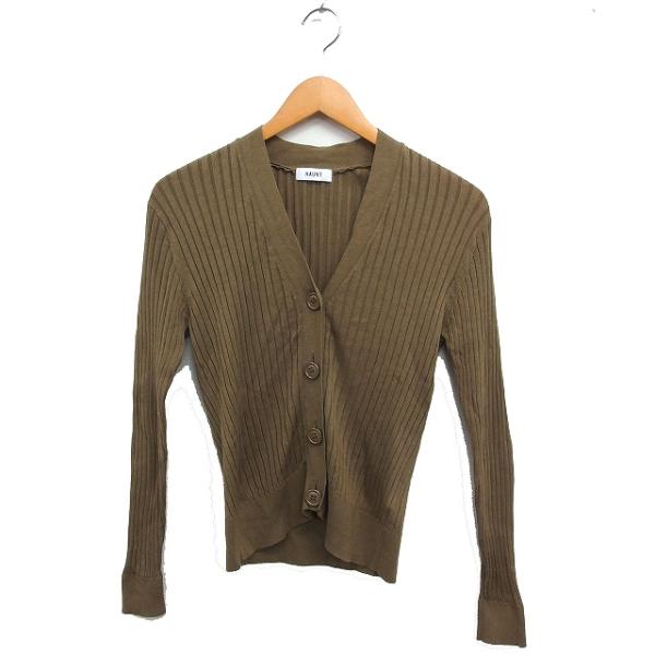 ハウント HAUNT リブ ニット カーディガン Vネック 無地 38 カカオ /FT49 レディース【表記サイズ】38【実寸サイズ】肩幅：約40cm　身幅：約44cm　袖丈：約58cm　着丈：約52cm　　【素材】キュプラ55％、綿45％...