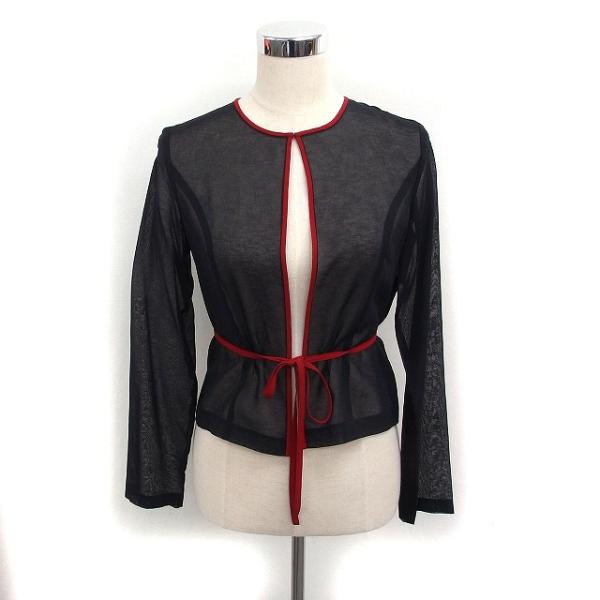 ピエスモンテ PIECE MONTEE シアー カーディガン 配色ライン リボン ブラック 黒 /FT27 レディース【ブランド】ピエスモンテ PIECE MONTEE【表記サイズ】実寸サイズをご確認ください。【実寸サイズ】肩幅：約38cm...