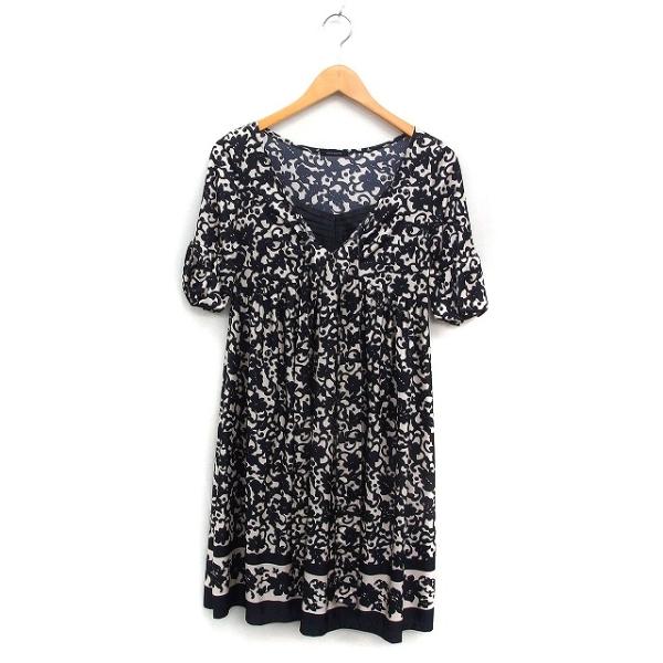 ピエスモンテ PIECE MONTEE 花柄 ギャザー ワンピース 5分袖 ひざ下丈 ペチコート付き ブラック 黒 /FT4 レディース【ブランド】ピエスモンテ PIECE MONTEE【表記サイズ】記載なし実寸サイズをご確認ください。【実...