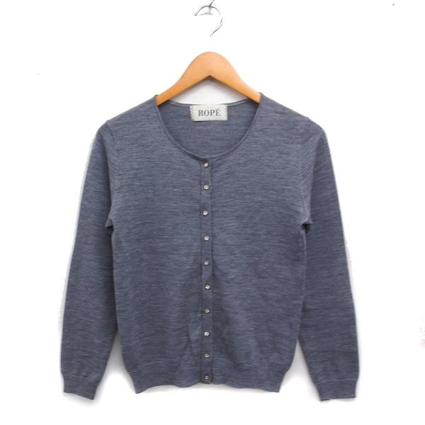 ロペ ROPE ウール ニット カーディガン ビジューボタン 無地 M グレー 灰 /FT11 レディース【ブランド】ロペ ROPE【表記サイズ】M【実寸サイズ】肩幅：約34cm　身幅：約44cm　袖丈：約57cm　着丈：約54cm　　【素...