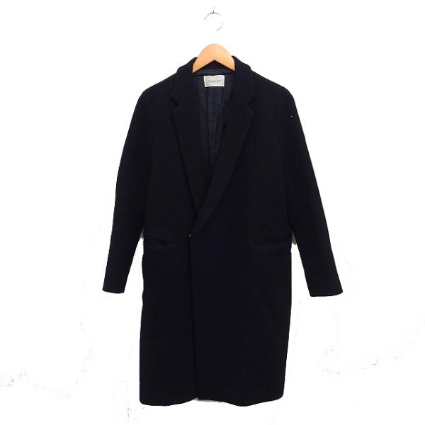 HAMLET チェスターコート アウター ロング 無地 ウール 1 ブラック 黒 /FT19 レディース【表記サイズ】1【実寸サイズ】肩幅：約38cm　身幅：約50cm　袖丈：約58cm　着丈：約92cm　　【素材】ウール100％【色】ブラ...