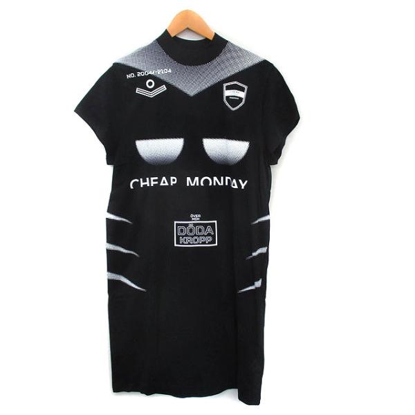 未使用品 チープマンデー CHEAP MONDAY タグ付き ワンピース 半袖 ロング コットン プリント S ブラック 黒 /KT11 レディース【ブランド】チープマンデー CHEAP MONDAY【表記サイズ】S【実寸サイズ】肩幅：約3...