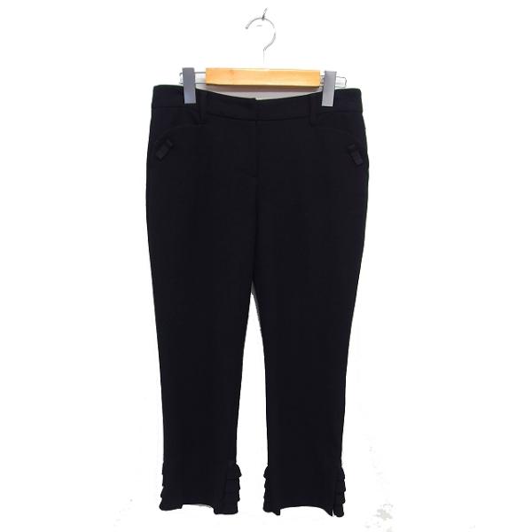 トゥービーシック TO BE CHIC アンクル丈 パンツ ストレート フリル リボン ローライズ 40 黒 ブラック /NT23 レディース【ブランド】トゥービーシック TO BE CHIC【表記サイズ】40【実寸サイズ】ウエスト：約76...