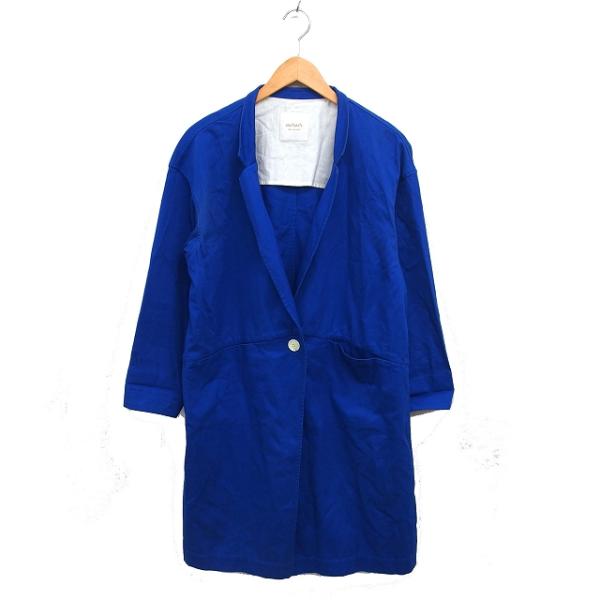 エンスウィート レナウン ensuite miroir de チェスター コート アウター ロング 背抜き スプリング コットン 綿 38 青 ブルー /NT26 【ブランド】エンスウィート レナウン ensuite【表記サイズ】38【実寸...