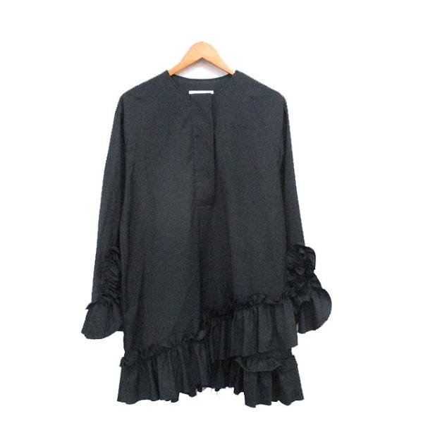 ヴェルソー VERSEAU ワンピース 長袖 ミニ フリル シンプル F チャコールグレー /KT15 レディース【表記サイズ】F【実寸サイズ】身幅：約53cm　着丈：約84cm　ゆき丈：約80cm　　【素材】ポリエステル66％、レーヨン3...