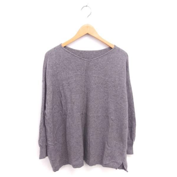 トンベデュシエル tomber du ciel ニット セーター 浅めVネック ウール ゆったり 長袖 グレー /TT レディース【表記サイズ】サイズ表記なし(実寸サイズをご確認ください)【実寸サイズ】肩幅：約58cm　身幅：約67cm　着...