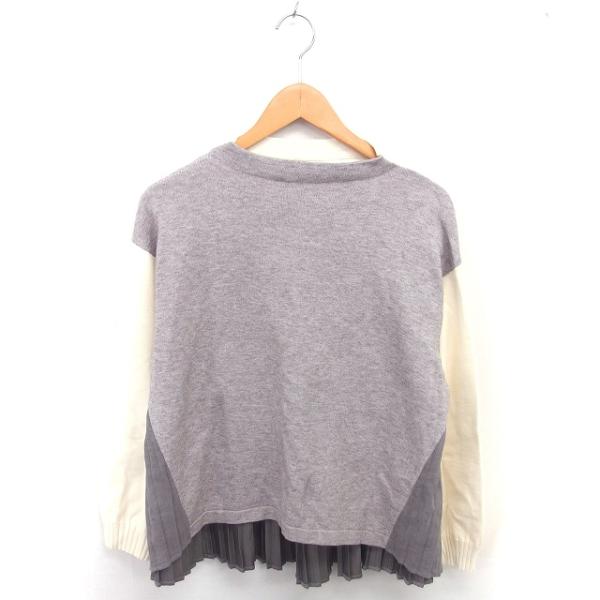 トンベデュシエル tomber du ciel ニット セーター ハイネック 切り替え プリーツ ベージュ アイボリー 茶 /TT レディース【表記サイズ】サイズ表記なし(実寸サイズをご確認ください)【実寸サイズ】肩幅：約49cm　身幅：約...