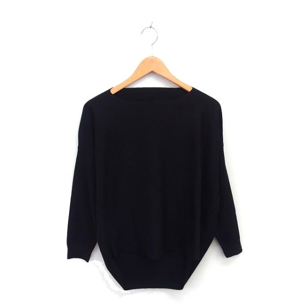 トンベデュシエル tomber du ciel ニット セーター ボートネック ドロップショルダー ウール混 長袖 黒 ブラック /TT レディース【表記サイズ】サイズ表記なし(実寸サイズをご確認ください)【実寸サイズ】肩幅：約65cm　身...