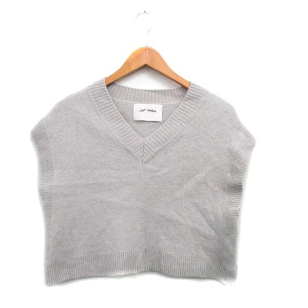 リリーリン LILLY LYNQUE シャギーニット ベスト Vネック ウール シンプル グレー 灰 /KT42 レディース【表記サイズ】サイズ表記なし。実寸サイズでご確認ください。【実寸サイズ】身幅：約49cm　総丈：約44cm　　【素材...