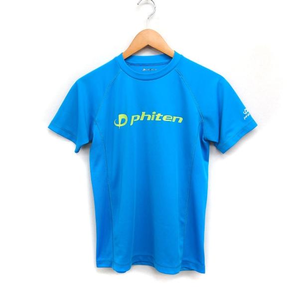 ファイテン Phiten プリント Tシャツ 半袖 丸首 バレーボール S ターコイズブルー 青 /FT19 メンズ レディース【表記サイズ】S【実寸サイズ】身幅：約46cm　着丈：約58cm　ゆき丈：約38cm　　【素材】ポリエステル10...