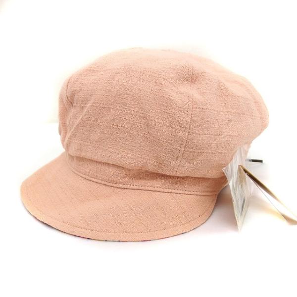 未使用品 ルーシー バーロウ LUCY BARLOW タグ付き リバーシブル キャスケット リボン コットン 綿 花柄 57.5 ピンクベージュ /NT11【表記サイズ】57.5cm【実寸サイズ】つば：約5.5cm　頭周り：約56cm　　【...