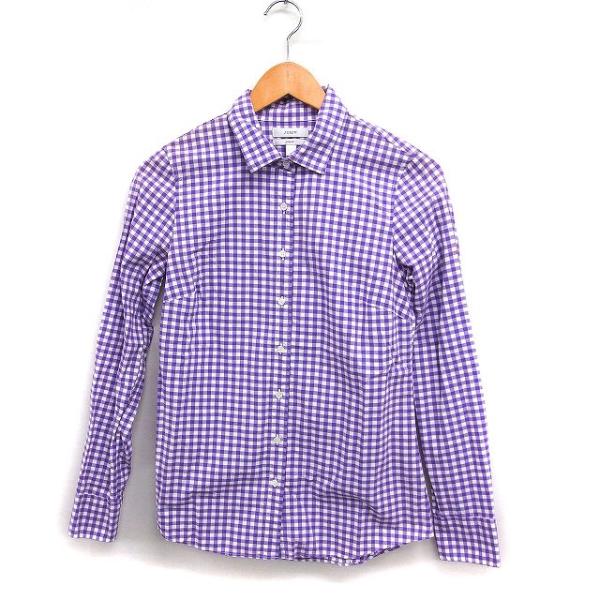ジェイクルー J.CREW ギンガムチェック シャツ 長袖 コットン 綿 0 パープル 紫 /FT43 レディース【ブランド】ジェイクルー J.CREW【表記サイズ】0【実寸サイズ】肩幅：約36cm　身幅：約40cm　袖丈：約61cm　着丈...