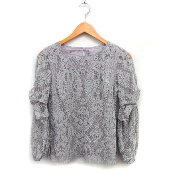 ビアッジョブルー Viaggio Blu レース ブラウス ボートネック ギャザー 長袖 1 グレー /NT17 レディース【ブランド】ビアッジョブルー Viaggio Blu【表記サイズ】1【実寸サイズ】肩幅：約34cm　身幅：約43cm...
