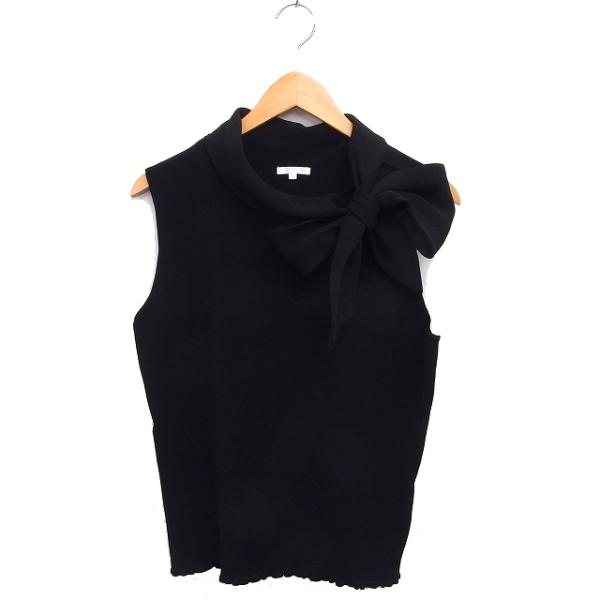 トゥービーシック TO BE CHIC ボウタイ ニット ノースリーブ ブラウス フリル V 黒 ブラック /NT27 レディース【ブランド】トゥービーシック TO BE CHIC【表記サイズ】V【実寸サイズ】身幅：約46.5cm　着丈：約...