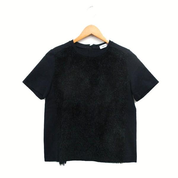 ディレクトワール DIRECTOIRE カットソー Tシャツ 半袖 シャギーニット 38 ネイビー 紺 /KT3 レディース【表記サイズ】38【実寸サイズ】肩幅：約36cm　身幅：約45cm　着丈：約55cm　袖丈：約20cm　　【素材】前...