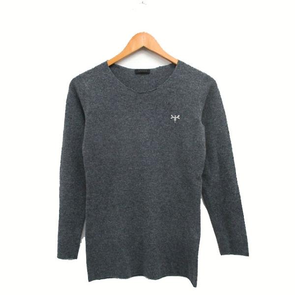 アバティ AVATI ニット セーター 長袖 ウール ワンポイント 2 グレー 灰 /KT28 レディース【表記サイズ】2【実寸サイズ】肩幅：約33cm　身幅：約41cm　着丈：約62cm　袖丈：約55cm　　【素材】毛100％【色】グレー...