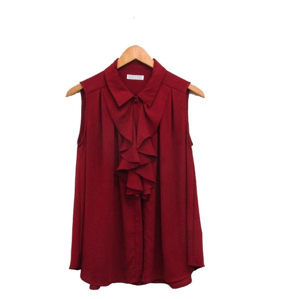 バーニーズニューヨーク BARNEYS NEW YORK シャツ ブラウス ノースリーブ フリル シンプル 40 レッド 赤 /KT21 レディース【ブランド】バーニーズニューヨーク BARNEYS NEW YORK【表記サイズ】40【実寸...