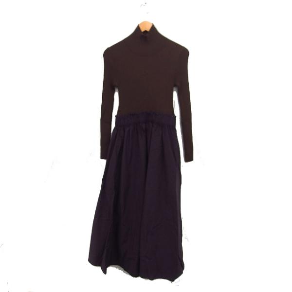 未使用品 プラステ PLST タグ付き ニット ドッキング ワンピース 長袖 ロング丈 ハイネック 無地 M ブラウン 茶 /FT18 レディース【ブランド】プラステ PLST【表記サイズ】M【実寸サイズ】肩幅：約32cm　身幅：約34cm...