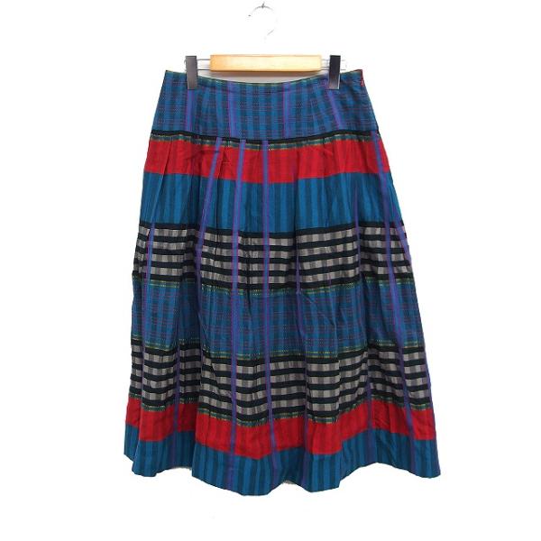 ロイスクレヨン Lois CRAYON 総柄 タック フレア スカート ミモレ丈 コットン 綿 M マルチカラー /FT17 レディース【ブランド】ロイスクレヨン Lois CRAYON【表記サイズ】M【実寸サイズ】ウエスト：約70cm　ヒ...