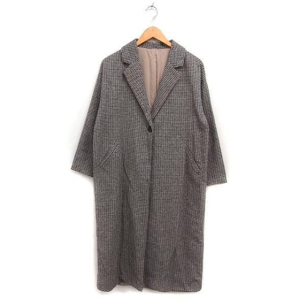 ナイロ nairo 千鳥柄 チェスターコート アウター ロング S ベージュ /FT18 レディース【表記サイズ】S【実寸サイズ】肩幅：約54cm　身幅：約56cm　袖丈：約48cm　着丈：約111cm　　【素材】表地：ポリエステル100％...