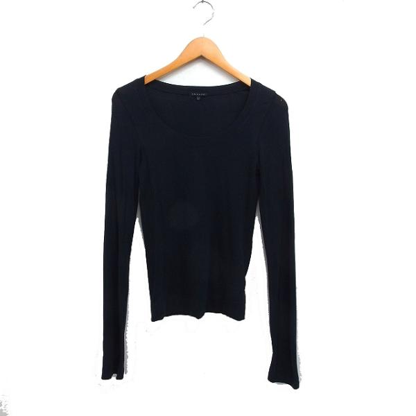 セオリー Theory ロングスリーブ Tシャツ カットソー オーバルネック 無地 コットン 綿 2 ブラック 黒 /FT24 レディース【ブランド】セオリー Theory【表記サイズ】2【実寸サイズ】肩幅：約34cm　身幅：約38cm　袖...