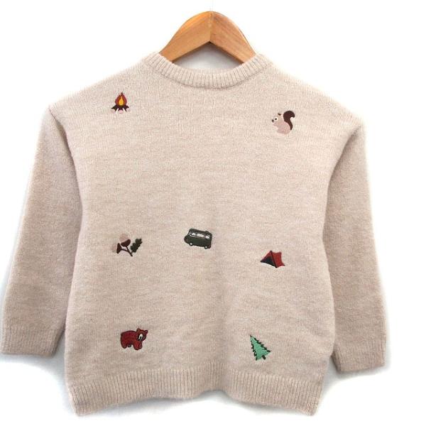 未使用品 ザラ ZARA 子供服 タグ付き ニット セーター 長袖 刺繍 5-6 ベージュ /KT35 レディース【ブランド】ザラ ZARA【表記サイズ】5-6【実寸サイズ】肩幅：約41cm　身幅：約39cm　着丈：約46cm　袖丈：約34...
